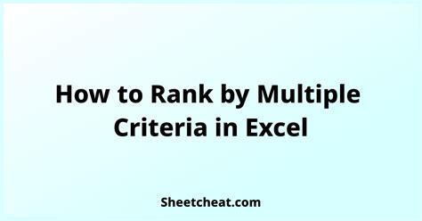 How To Rank By Multiple Criteria In Excel