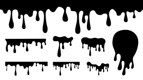 고립 된 물방울 모양 로고 디자인 용융 잉크 이음새가 없는 패턴 검은 추상 물방울 액체 점액 유기 비정질 형태 벡터 세트 개념에 대한 스톡 벡터 아트 및 기타 이미지