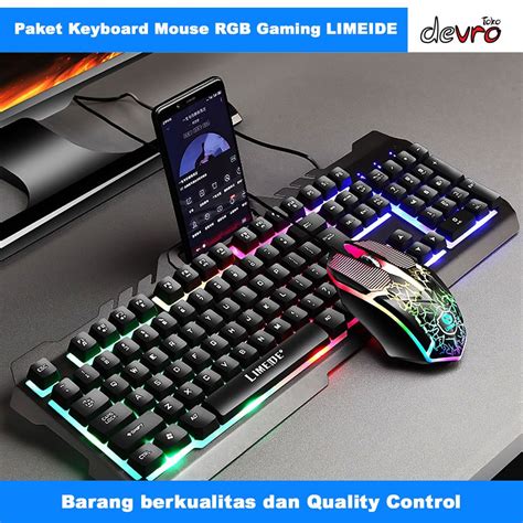 Jual Paket Keyboard Mouse Gaming RGB Dgn Holder Smartphone Combo Keyboard Mouse Gaming RGB