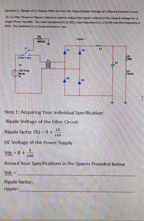 Solved Question 1 Design Of LC Output Filter To Limit The Chegg Com