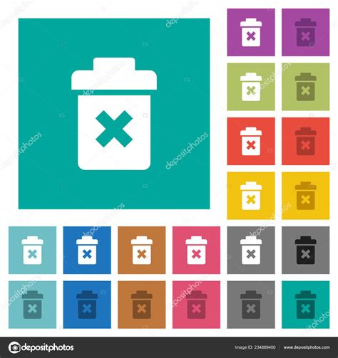 Delete Multi Colored Flat Icons Plain Square Backgrounds Included White