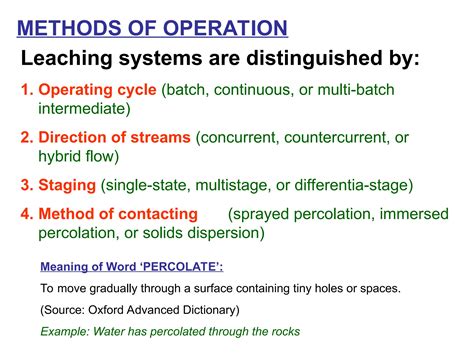 Lecture No 52 Description For Equipment For Leaching And Extraction Ppt Science