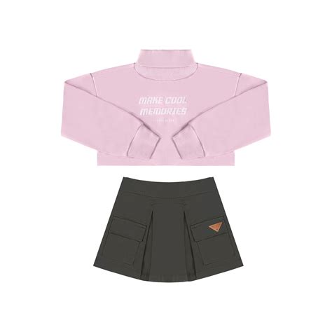 Gloss Conjunto Blusão Cropped Em Moletom E Short Saia Em Sarja Juvenil Rosa Claro Vestis