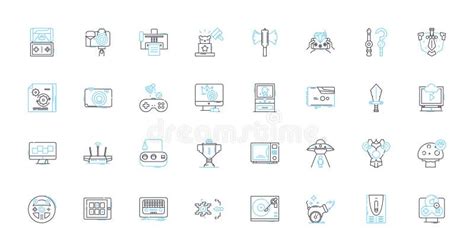Interactive Entertainment Industry Linear Icons Set Gaming Streaming Virtual Augmented