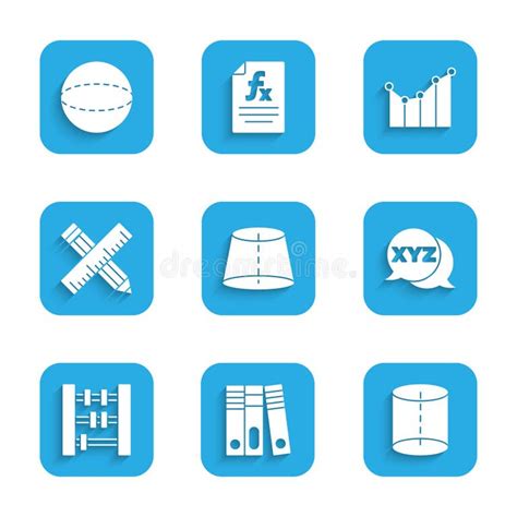 Set Geometric Figure Office Folders Xyz Coordinate System Abacus Crossed Ruler And Pencil