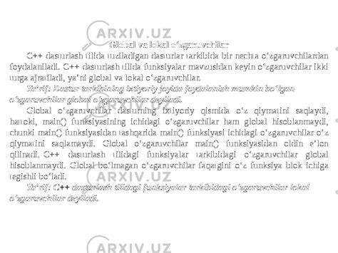 C Dasturlash Tilida Funksiyalarni Yaratish Va Ulardan Foydalanish