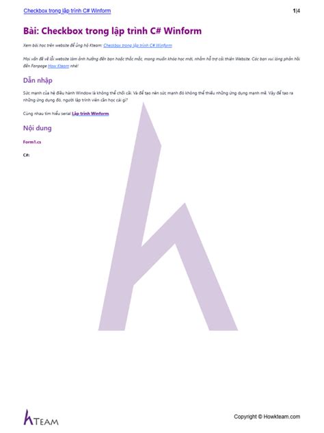 Howkteam Vn Checkbox Trong Lập Trình C Winform Pdf