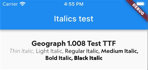 Fonts Ios Some Italic Styles Not Rendering For Ttf Files Under Ios · Issue 106646 · Flutter