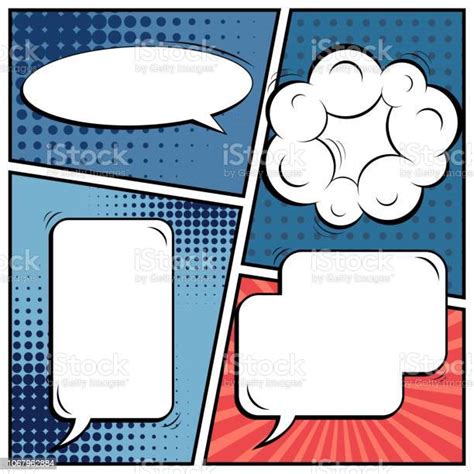 추상 창조적인 개념 벡터 만화 팝 아트 스타일 빈 구름 기둥과 고립된 점 배경 레이아웃 템플릿 판매 배너 빈 음성 버블 세트 그림 하프톤도 서 디자인 개체 그룹에 대한 스톡