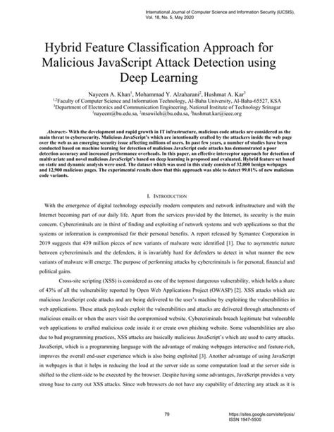 Hybrid Feature Classification Approach For Malicious Javascript Attack Detection Using Deep