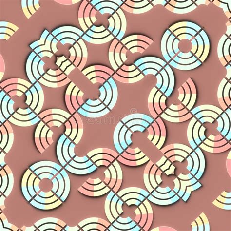 Digital Illustration Of A Symmetrical Pattern Of Interconnected Rings And Lines 3d Rendering