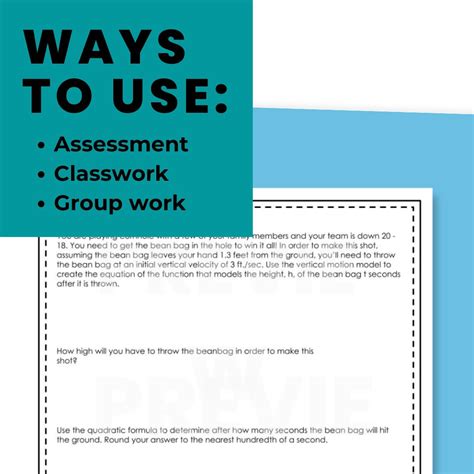 Solving Quadratic Equations End Of Year Math Activity Standard And Vertex Form Boldly Inspired