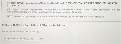 Solved Problem 11 023 Calculation Of Effective Radial Load