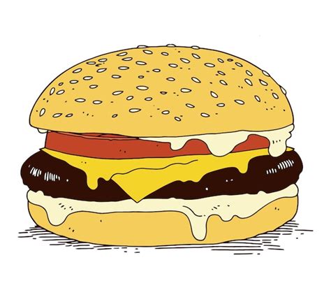 햄버거 라인 일러스트레이션 프리미엄 벡터