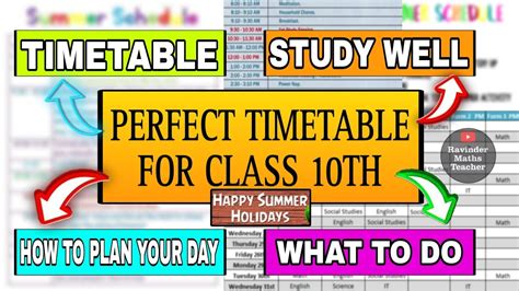 Perfect Timetable For Class 10th In Summer Vacation Time Table To Score 95 In Class 10 Boards