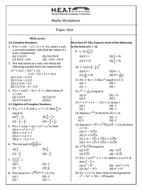 Complex Number Pdf Complex Number Numbers