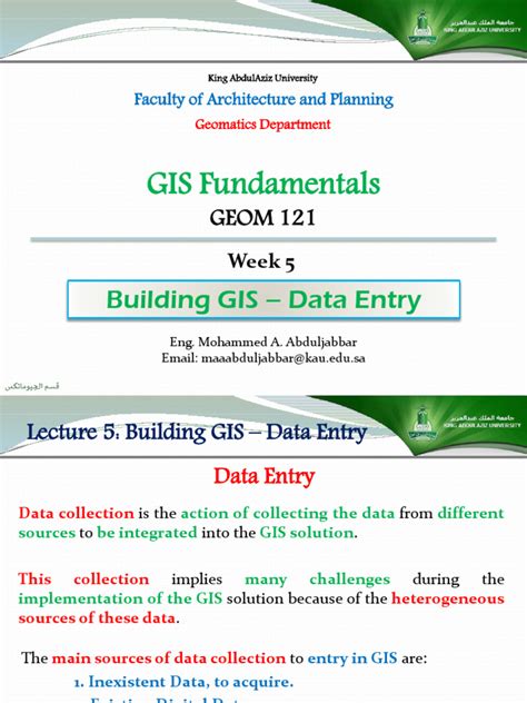 Geom 121 Lecture 5 Building Gis Data Entry Pdf Geographic Information System Image