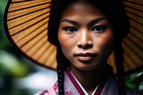 A Woman With Braided Hair Wearing A Hat Premium Ai Generated Image