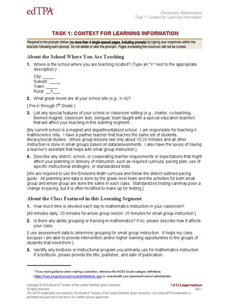 Edtpa Elem Math Context For Learning Tahtiana Brooks Pdf Individualized Education Program