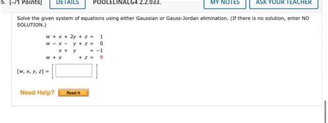 Solved Solve The Given System Of Equations Using Either Chegg