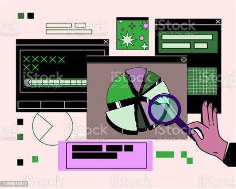 귀여운 레트로 증기 웨이브 데스크탑과 메시지 다이어그램과 돋보기로 손 90년대 증기파의 복고풍 브라우저 컴퓨터 창 소셜 미디어를 위한 Y2k 미적 배경 Pc 메시지 상자