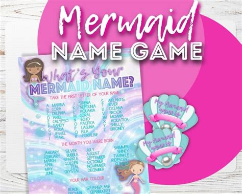 Mermaid Name Party Game Party Decoration Printable Whats Your Mermaid
