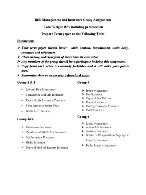 Risk Group Assignments Pdf