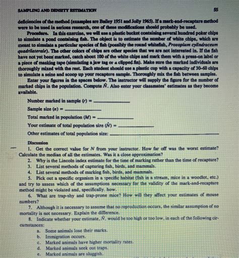 Estimating Density By The Mark And Recapture Method