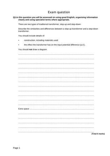 Aqa Gcse Physics 9 1 P15 7 Transformers Full Lesson Teaching Resources