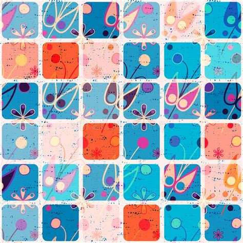 Colorful Seamless Pattern With Ornament And Squares Vector Geometrical Wallpaper Squares