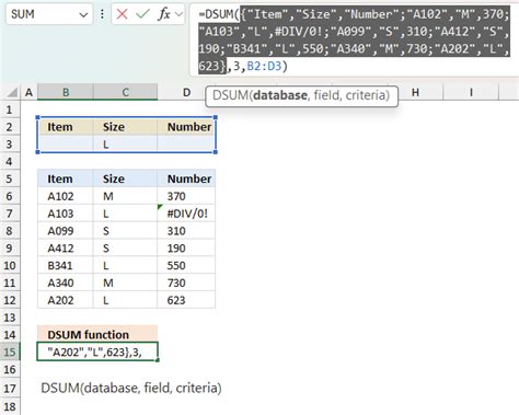 How To Use The Dsum Function