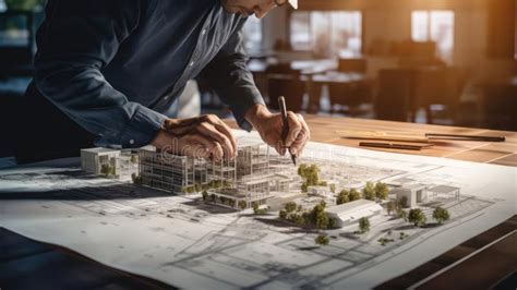 Engineer Architect Develops A Layout Of Architecture Stock Illustration Illustration Of