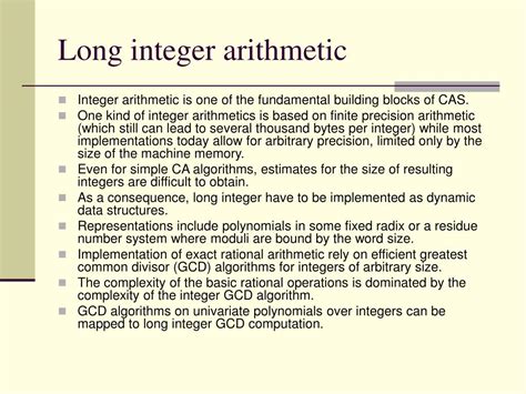 PPT Topics Exact Arithmetic Number Theory Linear Algebra PowerPoint Presentation ID