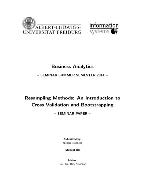 Resampling Methods Pdf Cross Validation Statistics
