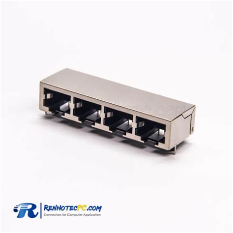 Rj45 Surface Mount Network Jack Shielded 4 Prot With Emi Dip Pcb Mount