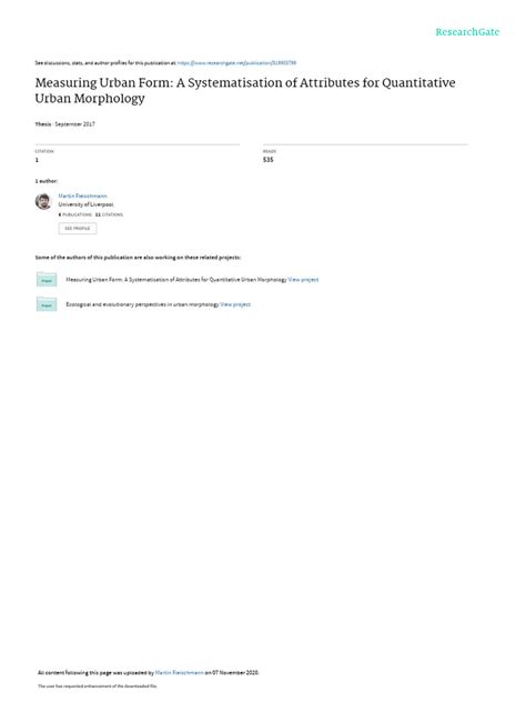 Fleischmann 2017 A Systematisation Of Attributes For Quantitative Urban Morphology Measuring