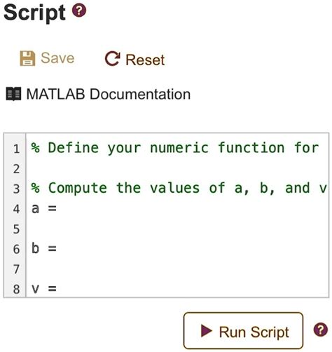 Solved Script Save Reset Matlab Documentation 1 Define Your Numeric