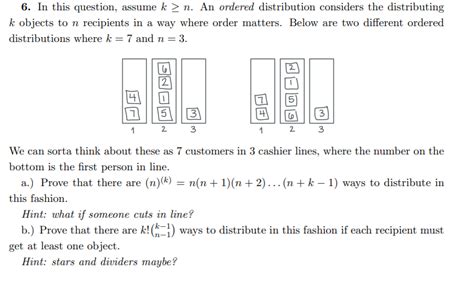 Solved 6 In This Question Assume K≥n An Ordered