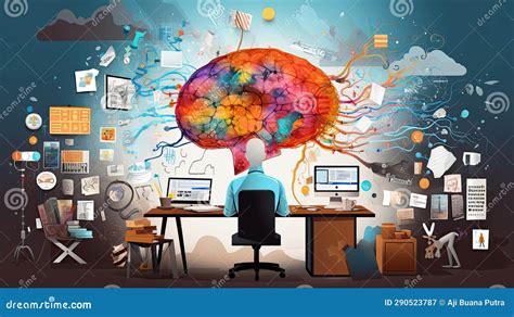 Creative Business Brainstorming Illustration And Ideating For Innovative Projects Stock