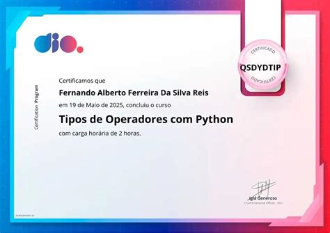 Tipos De Operadores Com Python Fernando Reis