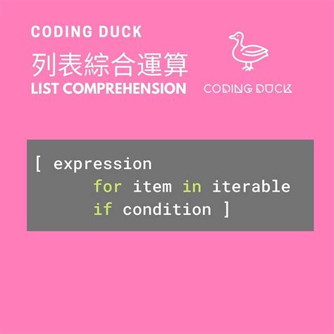 Coding Duck 如何令程式碼更簡潔？ Coding Duck今次示範了如何用列表綜合運算（list