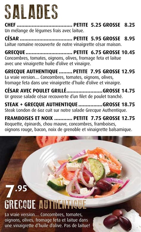 Deja Vu Restaurant And Bar Menu In Hawkesbury Ontario Canada