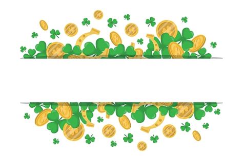 녹색 토끼풀 말굽 및 금화와 함께 성 패트릭 데이의 배경 벡터 일러스트 레이 션 3월에 대한 스톡 벡터 아트 및 기타 이미지 3월 St Patricks Day 금