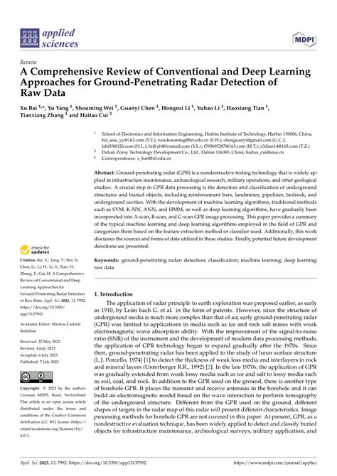 PDF A Comprehensive Review Of Conventional And Deep Learning Approaches For Ground Penetrating