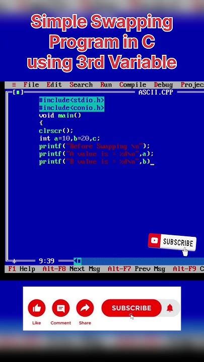 C Program To Swapping Of Two Numbers In Shorts Ytshorts Viral Trending Reels Youtube