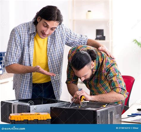 It Engineers Working On Hardware Issue Stock Photo Image Of Online Repair