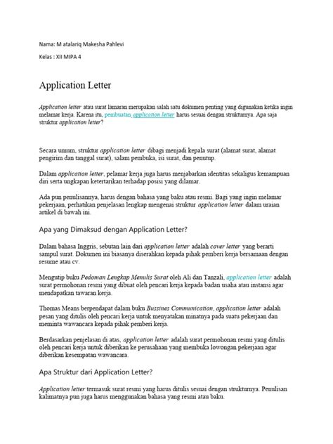 Aplication Letter Pdf