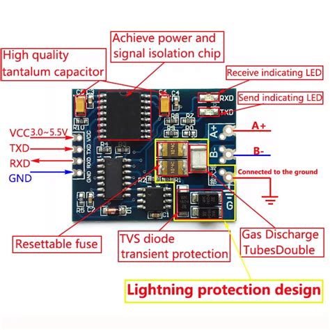 산업용 RS485 UART 변환 모듈 절연됨 RS485 UART Converter with Isolation