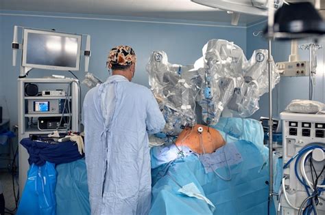 Premium Photo Surgical System With Minimally Invasive Robot In A Hospital Robotic