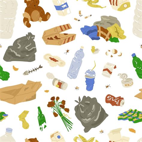 Premium Vector Seamless Pattern On The Theme Of Garbage And Environmental Pollution An Image